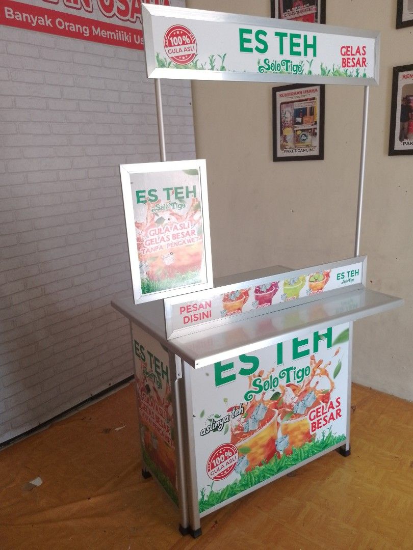 Booth Portable Meja Lipat Es Teh Berstiker Ukuran 100x60 dilengkapi ...