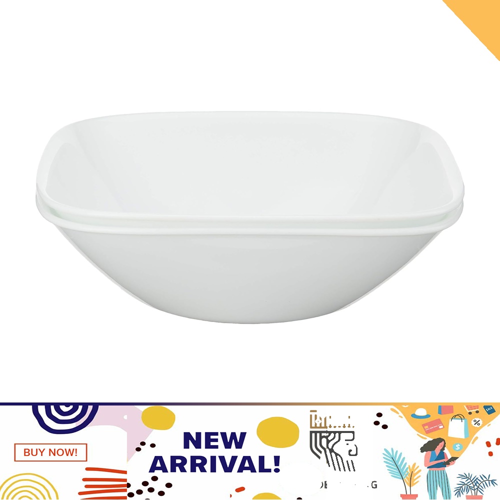 Corelle Square Pure White 1-Quart Bowl Set (2-Piece) (Bowl, 1-Quart ...