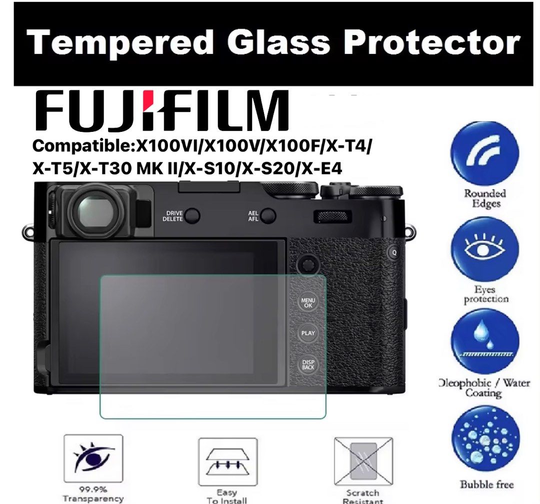 Original X100VI/X100V/X100F/X-T4/X-T5/X-T30 MK II/X-S10/X-S20/X-E4 Tempered Glass Screen ...