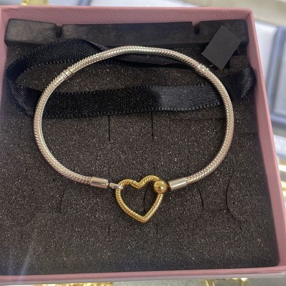 Pandora Moments Heart Closure Snake Chain Bracelet, Women's Fashion ...