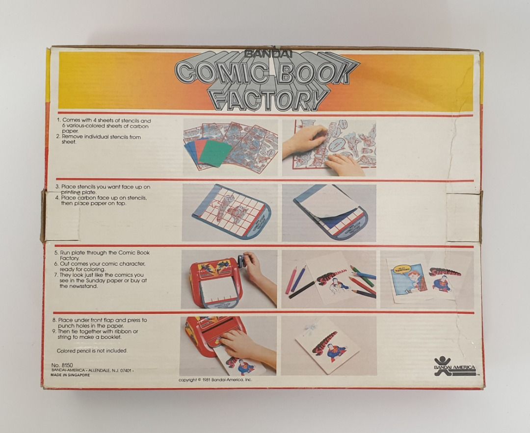 Rare Vintage Bandai Comic Book Factory (Superman & Batman), 1980, Made ...