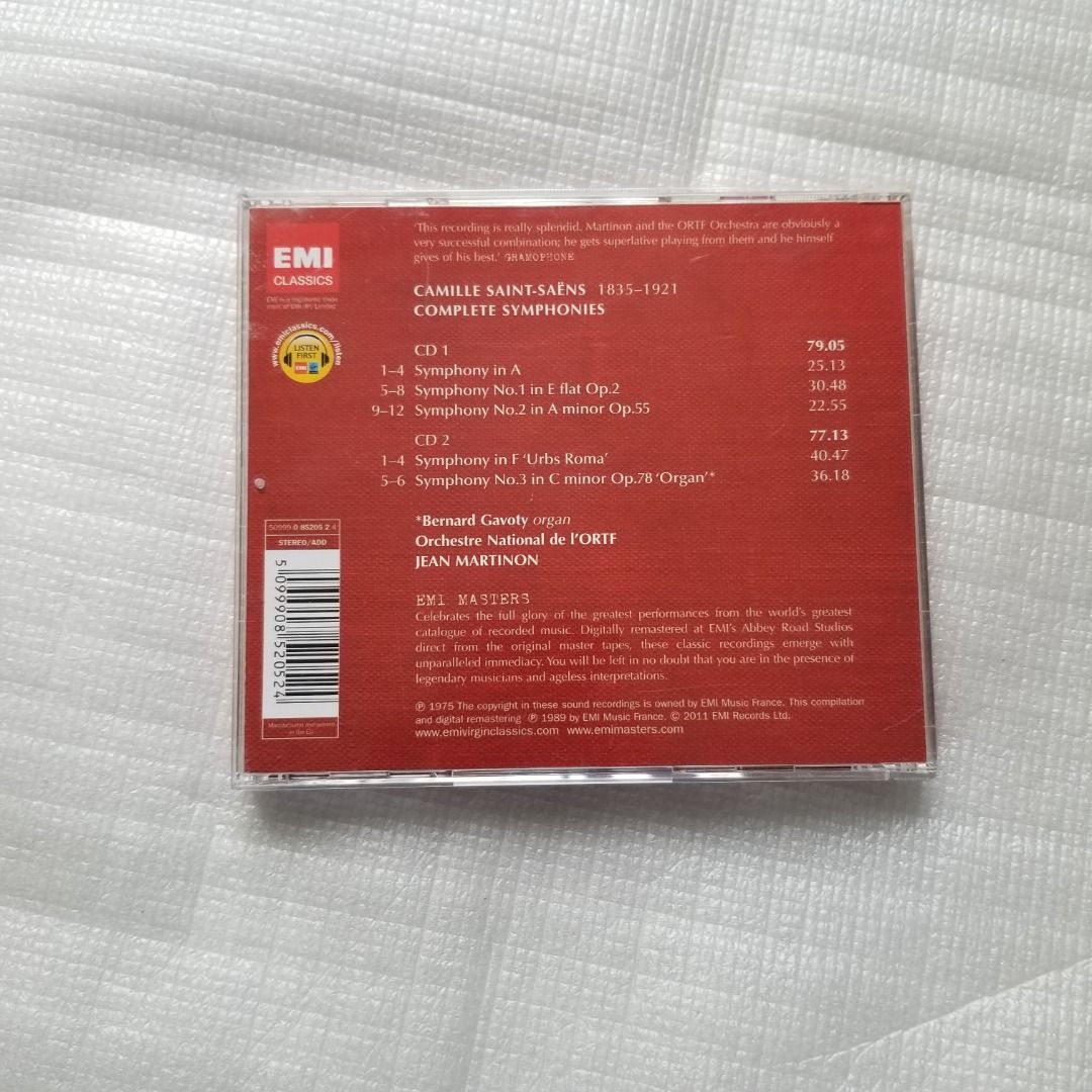 Saint Saens – Complete Symphonies / Martinon / EMI 2CD, 興趣及遊戲, 音樂、樂器 & 配件, 音樂與媒體 - CD 及 DVD ...