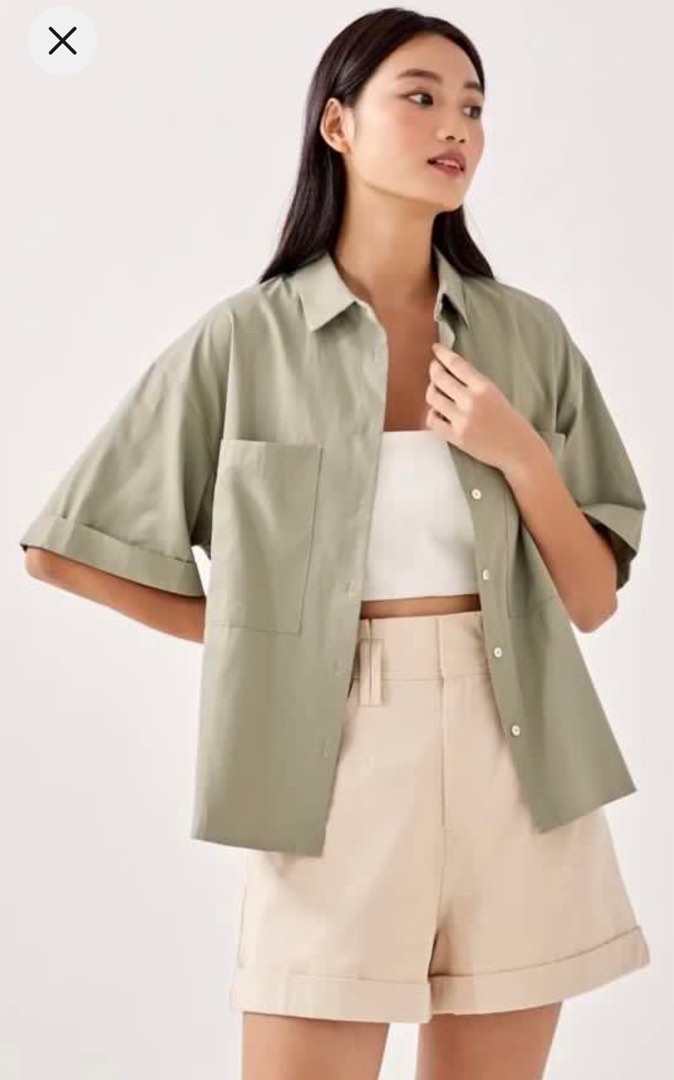 Analin boxy shirt, Women's Fashion, Tops, Shirts on Carousell