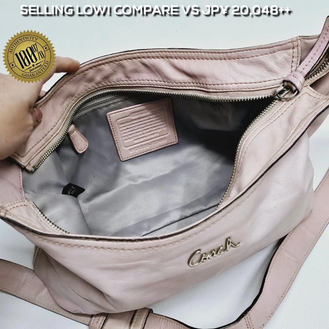 Authentic COACH Genuine Soft Leather 2-Way Tube Rose Hobo Crossbody Bag ...