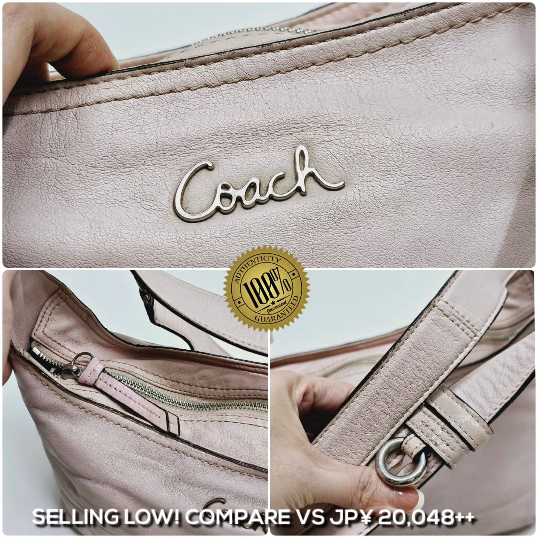 Authentic COACH Genuine Soft Leather 2-Way Tube Rose Hobo Crossbody Bag ...