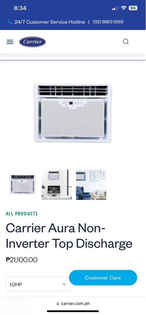 Carrier Aura Aircon 1HP, TV & Home Appliances, Air Conditioning and ...