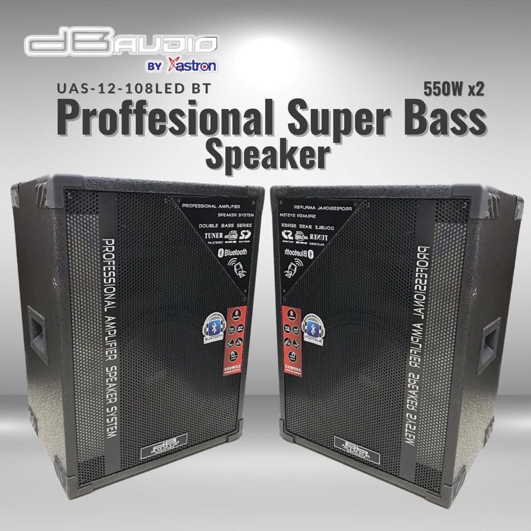 DBaudio Professional 550Wx2 Super Bass Speaker UAS-12-108LED BT, Audio ...