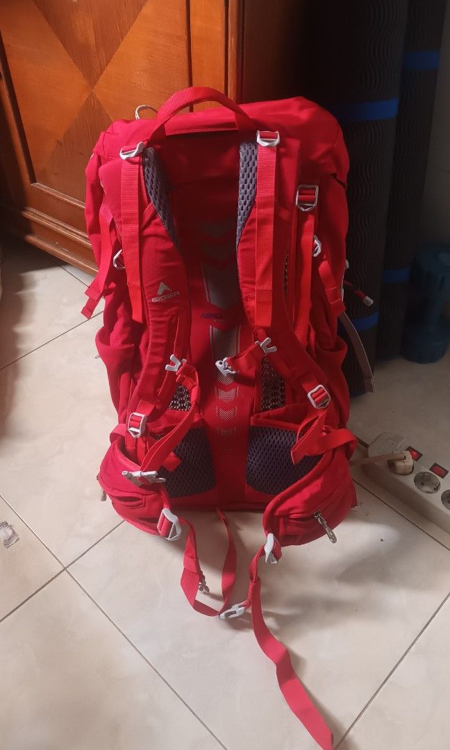 EIGER Carrier PATH 35+5 L Aerovoid Setara 45L Merah, Fesyen Pria, Tas ...