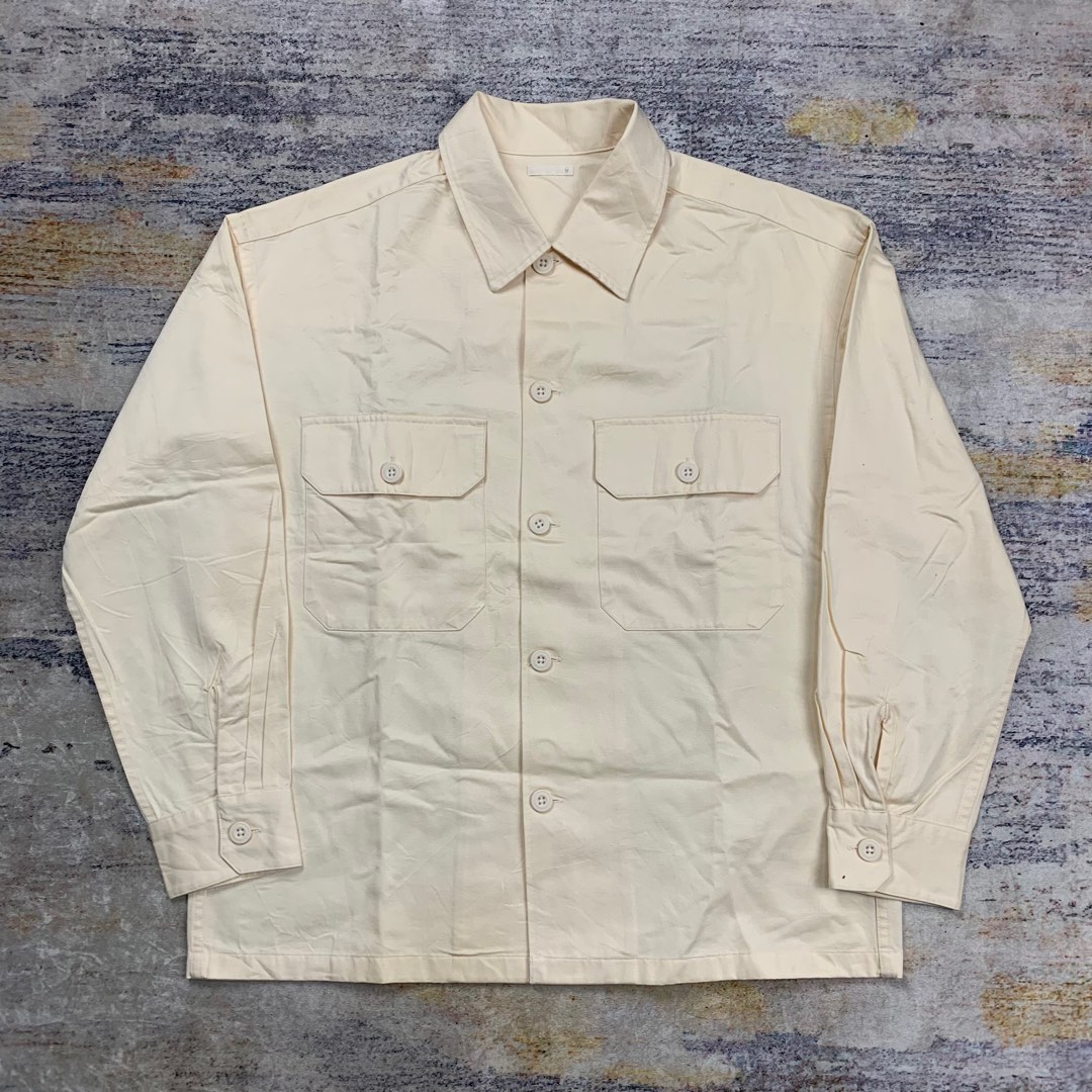 Gu oversized work shirt long sleeve, Fesyen Pria, Pakaian , Atasan di ...