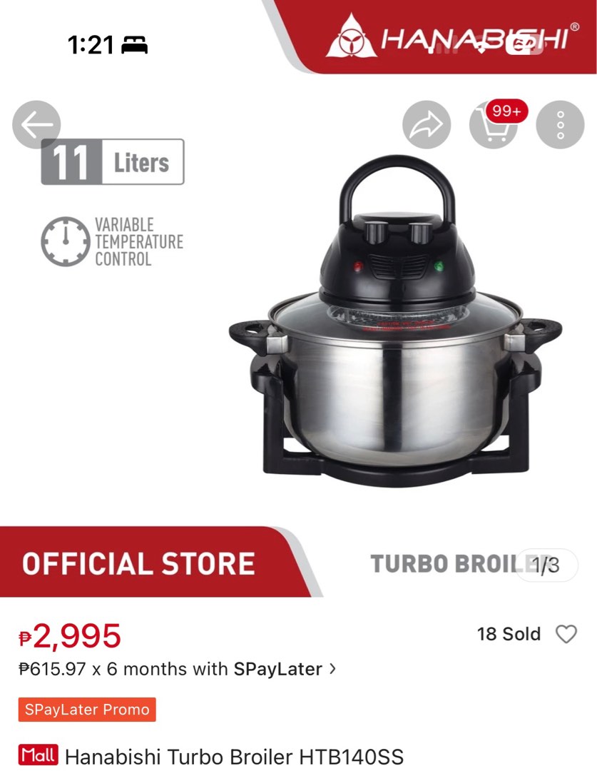 Hanabishi Turbo Broiler, Furniture & Home Living, Kitchenware ...