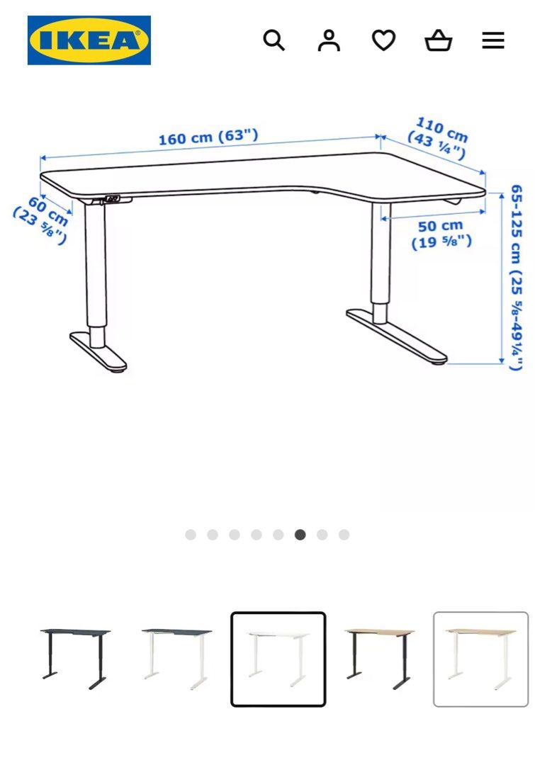 Ikea bekant height manually adjustable - right corner desk, Furniture ...