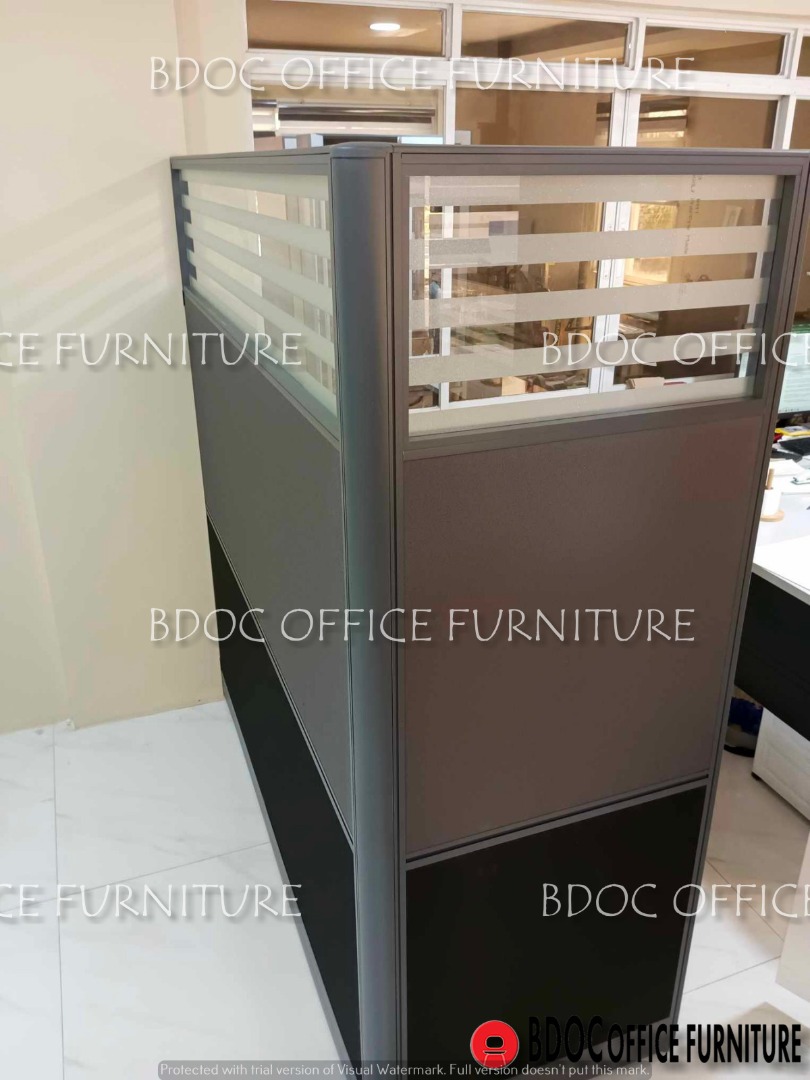 Light gray top gray bottom 2 color office partition with glass ...