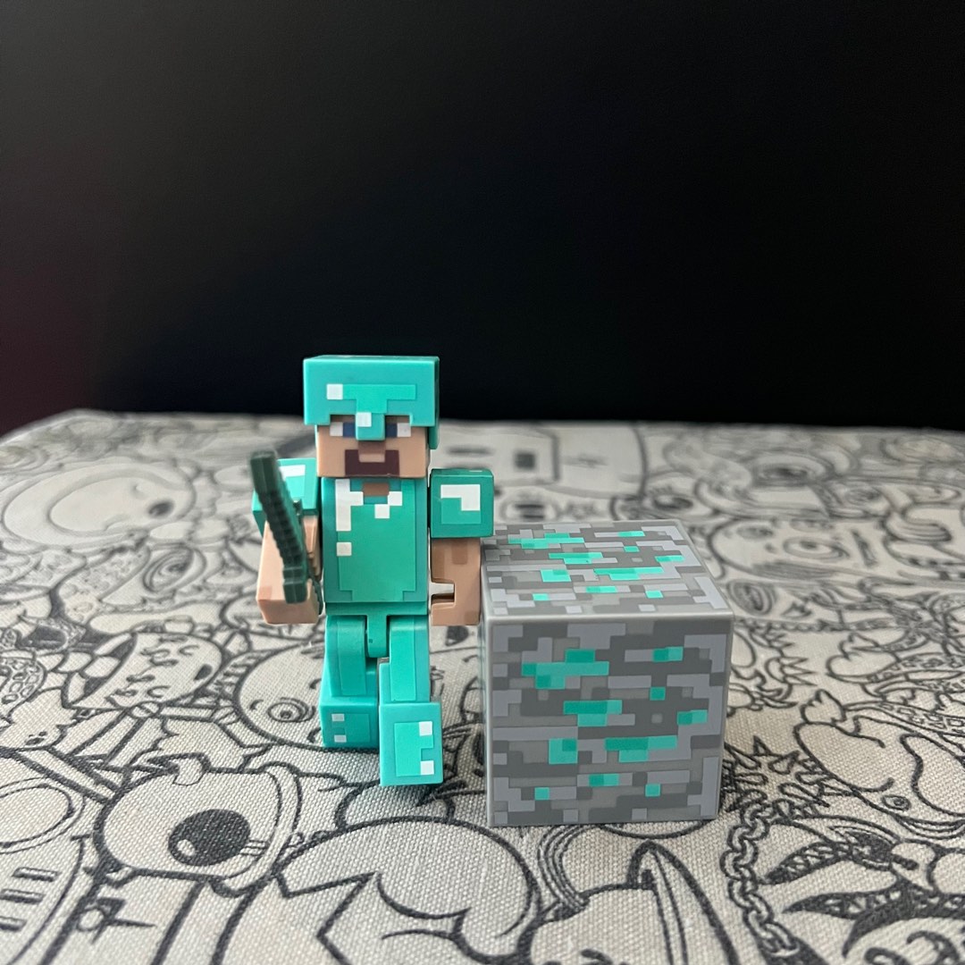 MINECRAFT SET: Steve in Diamond Armor w/ Diamond Sword & Diamond Ore ...