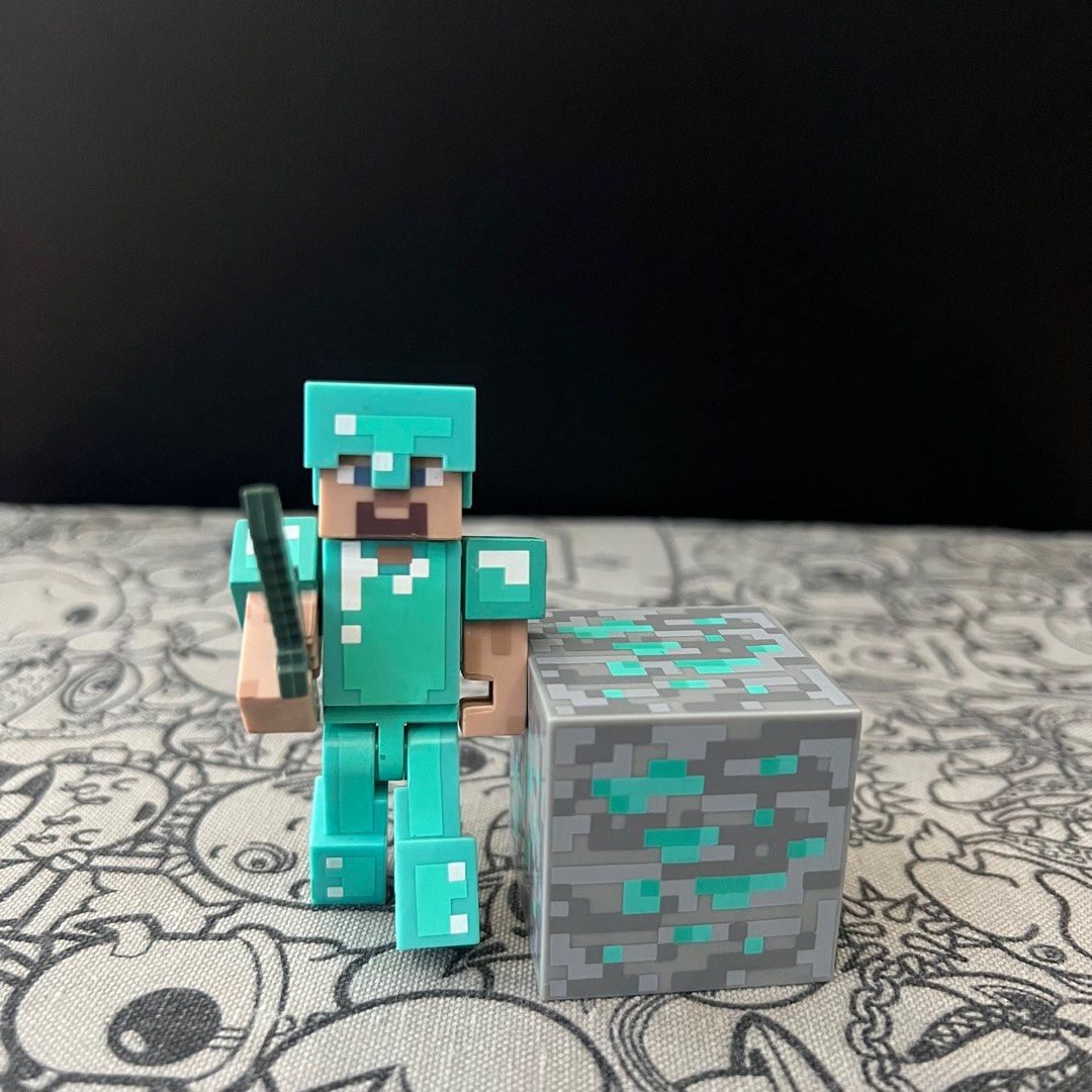 MINECRAFT SET: Steve in Diamond Armor w/ Diamond Sword & Diamond Ore ...