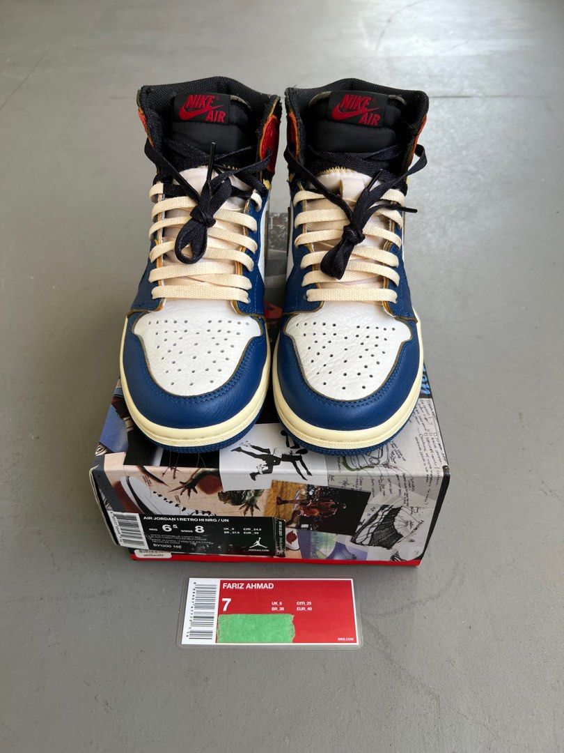 Nike Air Jordan 1 High Union - Storm Blue, Men's Fashion, Footwear ...