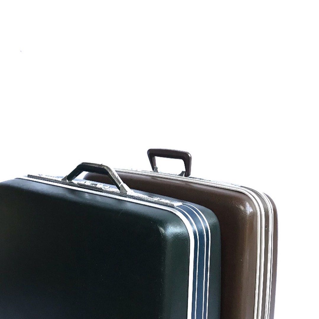 Vintage Brown koper antik luggage japanese Sakura 70s Hard Shell Luggage Suitcase 20" x 16" x 6 ...