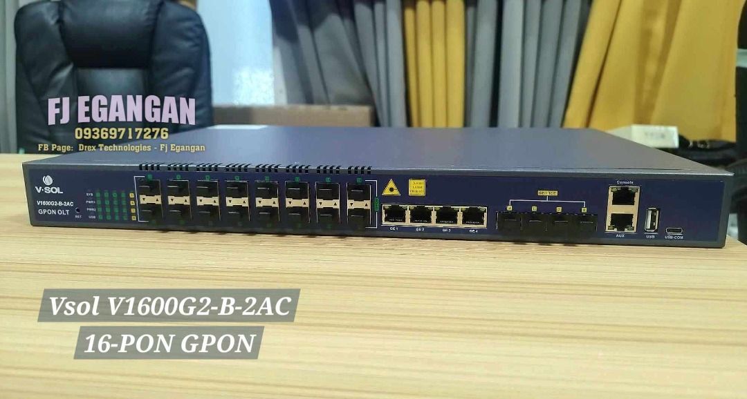 Vsol V1600G2-B-2AC 16PON GPON OLT 16-Port with 16 C++++ SFP*16, Computers & Tech, Parts ...