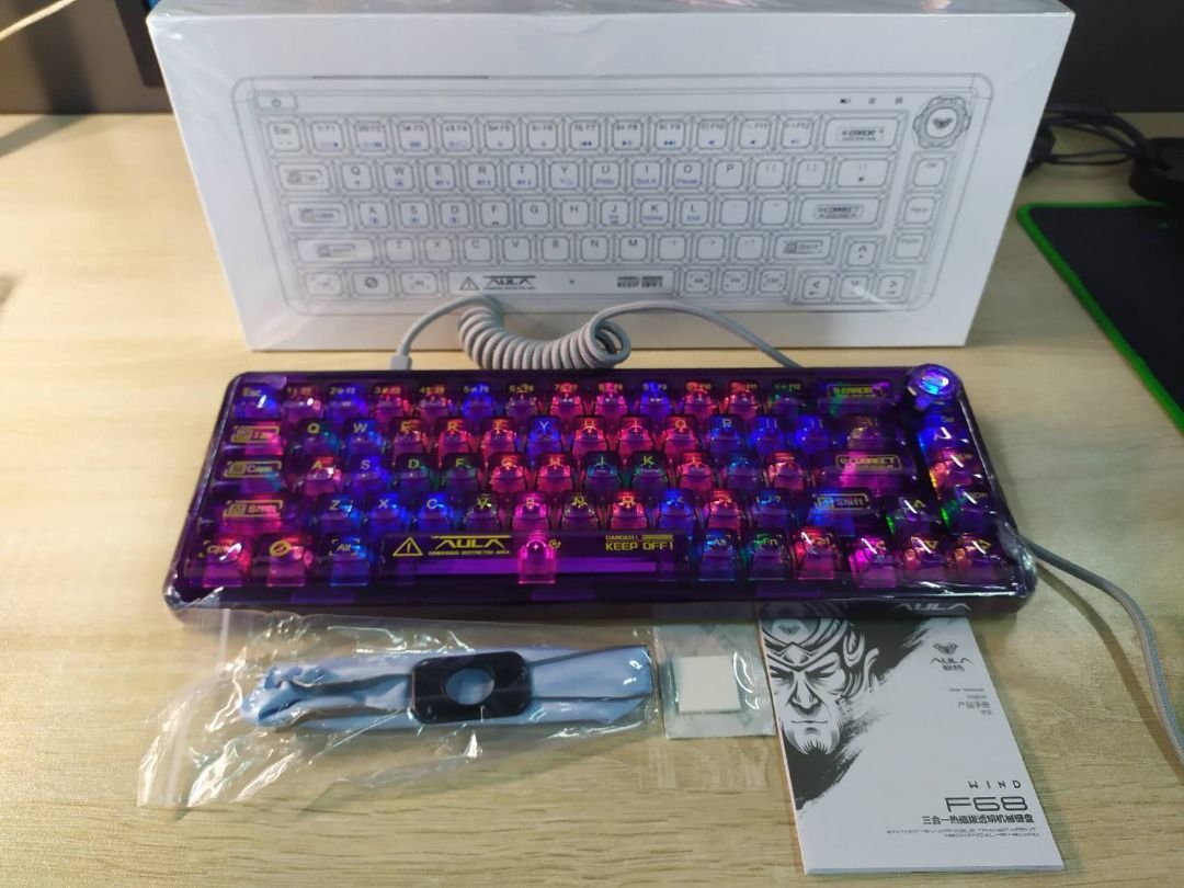 AULA Wind F68 3 Modes Transparent Mechanical Keyboard, Computers & Tech ...