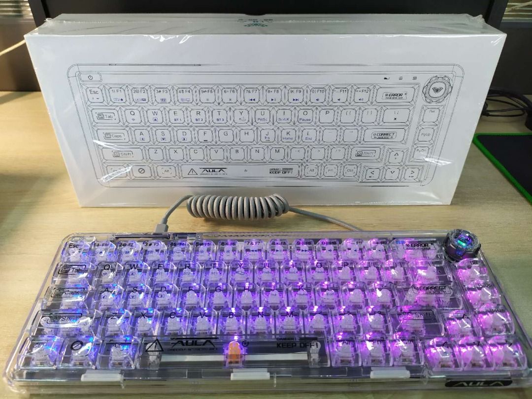 AULA Wind F68 3 Modes Transparent Mechanical Keyboard, Computers & Tech ...