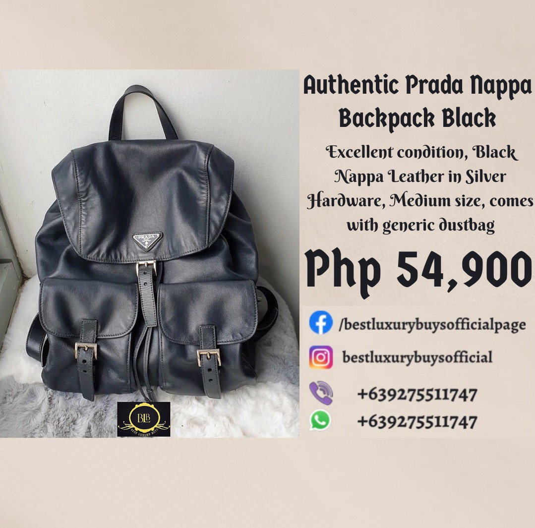 Authentic Prada Nappa All Leather Backpack Bag Mens Womens, Luxury ...