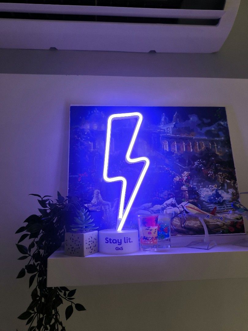 BLUE NEON LIGHT TABLE DISPLAY STAND, Furniture & Home Living, Home ...