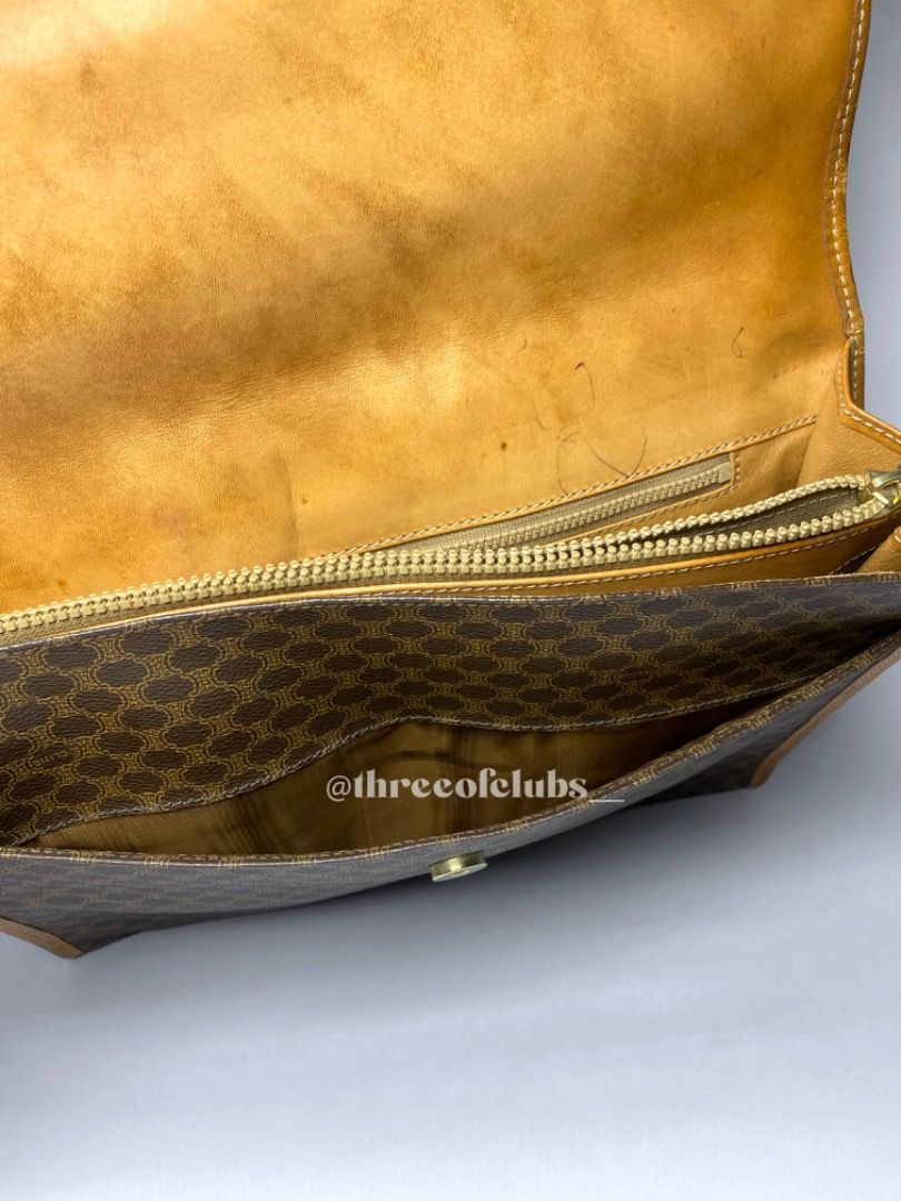 Celine Paris Vintage Macadam Flap Satchel Clutch/Laptop Bag, Luxury ...