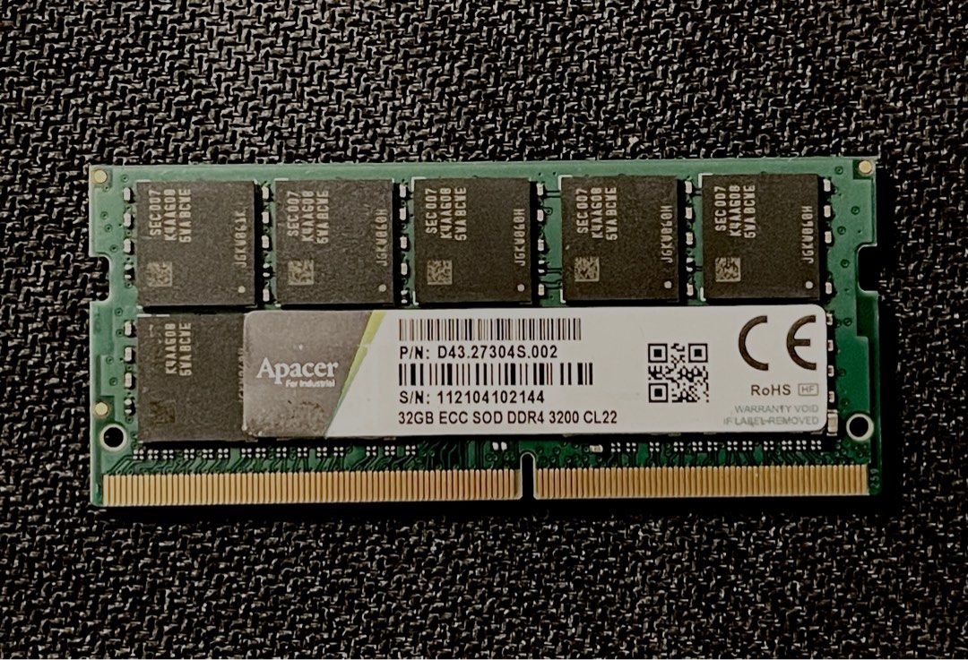 記憶體 ECC 32G DDR4 3200 SODIMM, 電腦及科技產品, 電腦周邊產品, 電腦周邊產品在旋轉拍賣