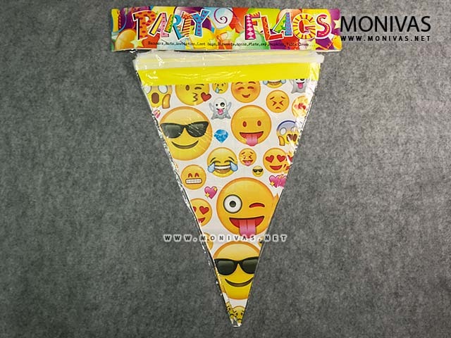 Emoji Themed Party Bunting Banner Flags Birthday Garland Wall ...