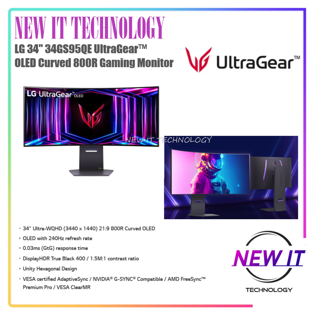 LG 34" 34GS95QE UltraGear™ OLED Curved 800R Gaming Monitor WQHD with ...