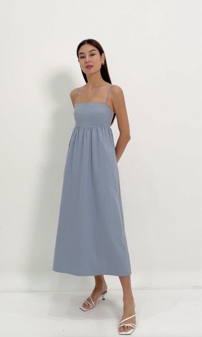 Lovet Tiara Basic Cami Midaxi (Dove Blue), Women's Fashion, Dresses ...
