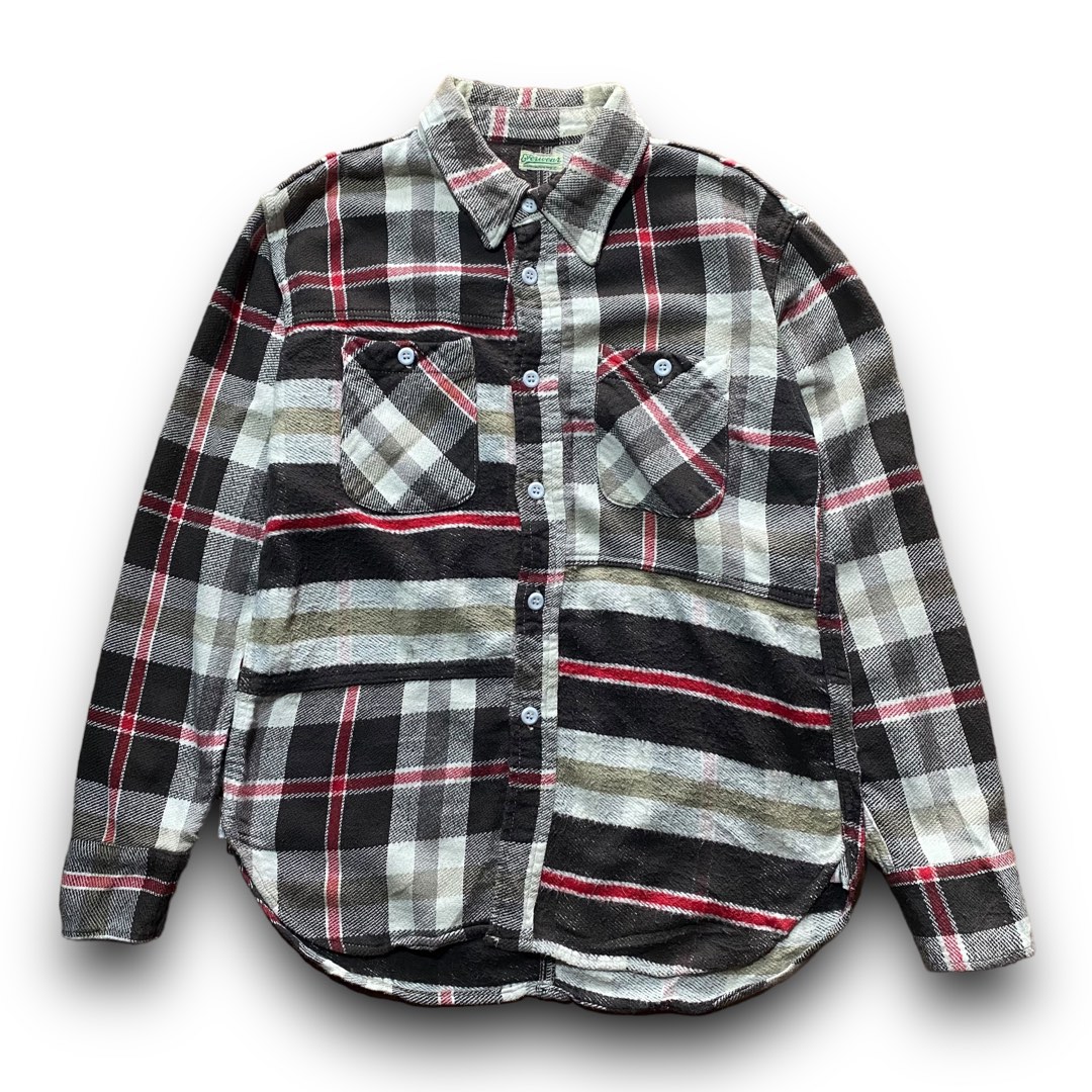 Masterpiece Japan Herringbone Flannel Shirt Made in Japan, Fesyen Pria ...
