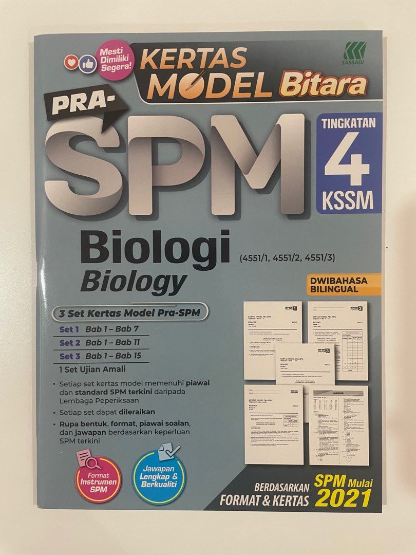 SASBADI KERTAS MODEL SPM BIOLOGI TINGKATAN 4, Hobbies & Toys, Books & Magazines, Assessment ...