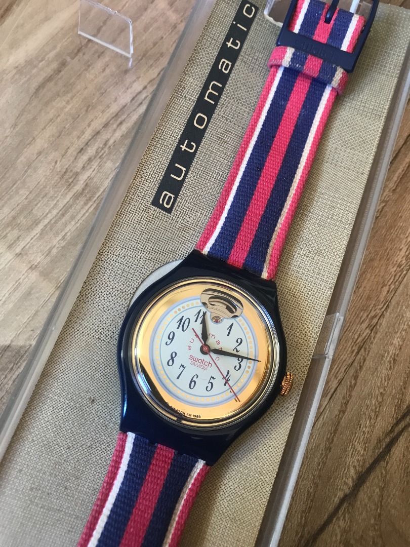 1994 Vintage Swatch Automatic "Time & Stripes" SAN105, Men's Fashion, Watches & Accessories ...