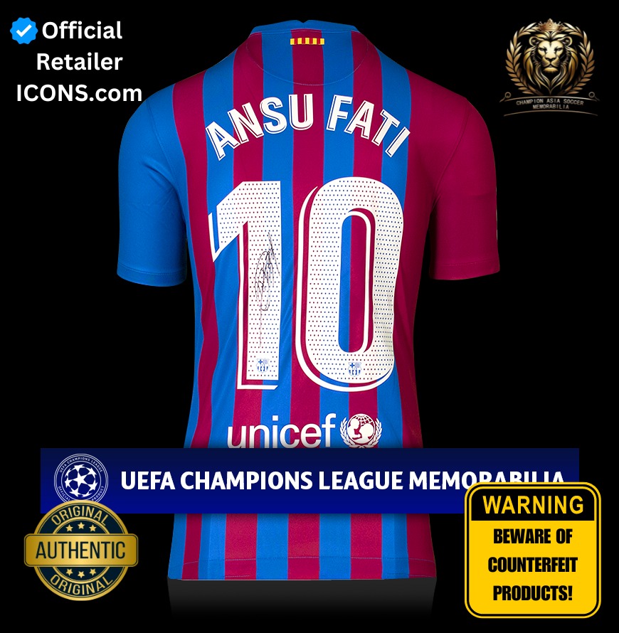 Ansu Fati Official UEFA Champions League Back Signed FC Barcelona 2021-22 Home Shirt, Hobbies ...
