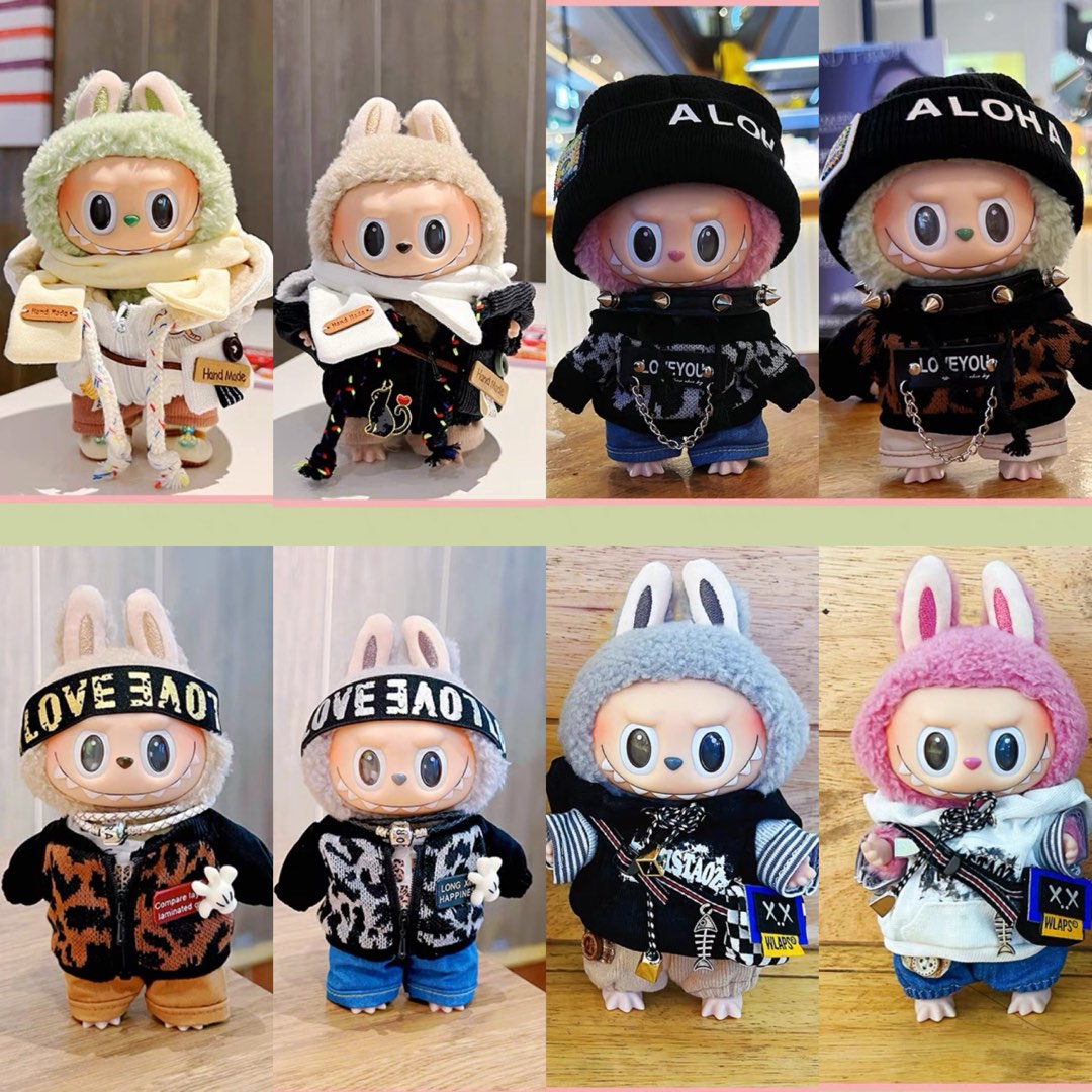 ASSORTED LABUBU 17 cm keychain clothes POPMART (SHOES , HOODIE ...