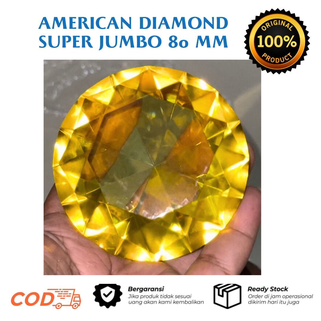 BATU AMERICAN DIAMOND KUNING BIRU HJAU BIRU MERAH UKURAN JUMBO 80 MM ...