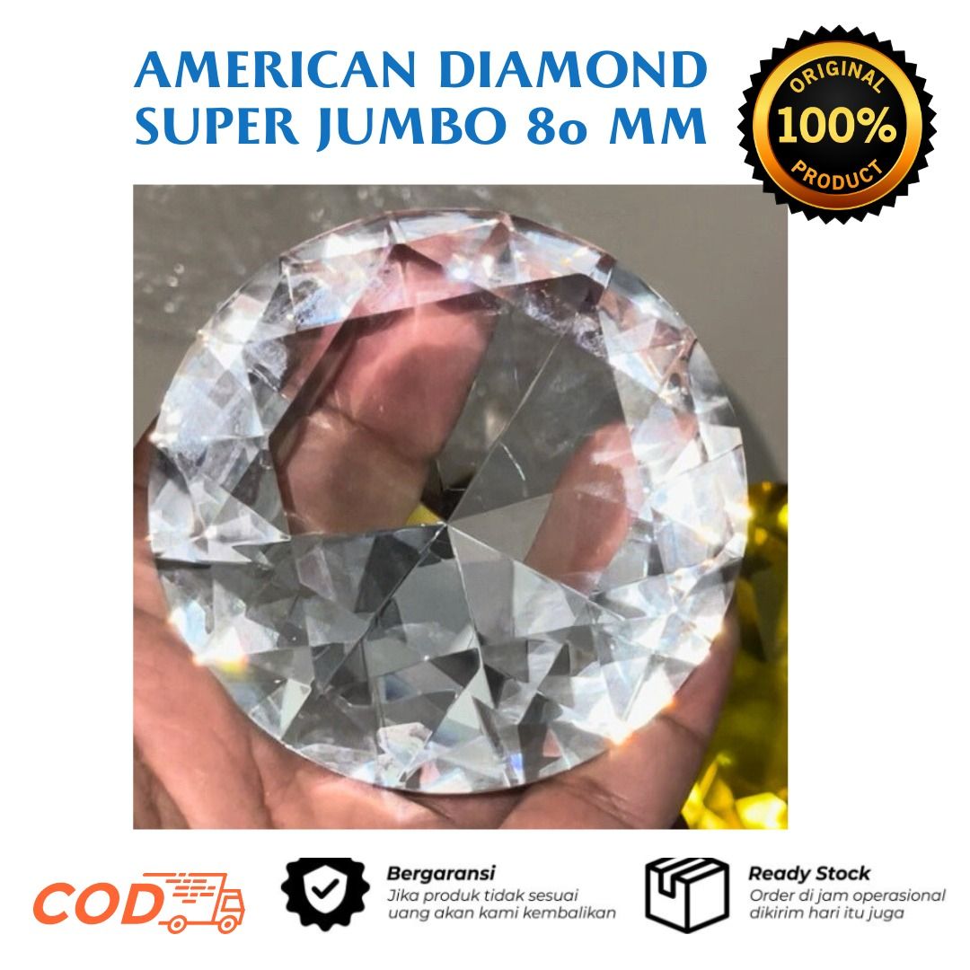 BATU AMERICAN DIAMOND KUNING BIRU HJAU BIRU MERAH UKURAN JUMBO 80 MM ...
