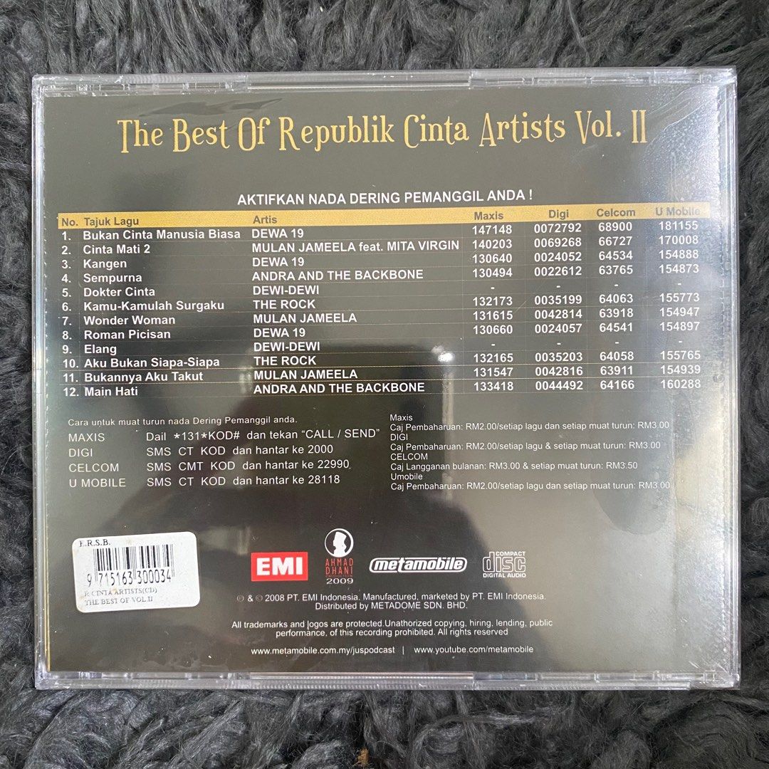CD REPUBLIK CINTA Artist vol 11, Hobbies & Toys, Music & Media, CDs ...