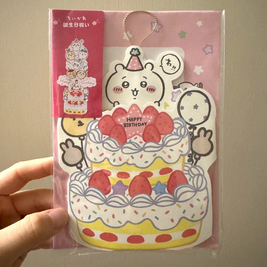 正版Chiikawa Birthday Card Chiikawa生日卡 立體生日咭 飛鼠 小可愛 兔兔 八字貓, 興趣及遊戲, 手作＆自家 ...