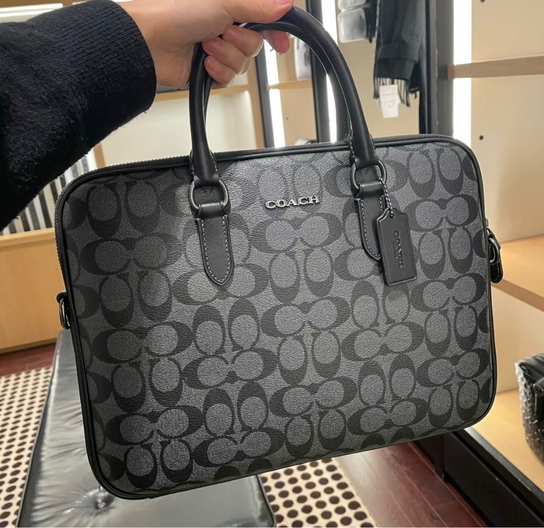 Coach Liam Compact Brief, Men's Fashion, Bags, Briefcases on Carousell