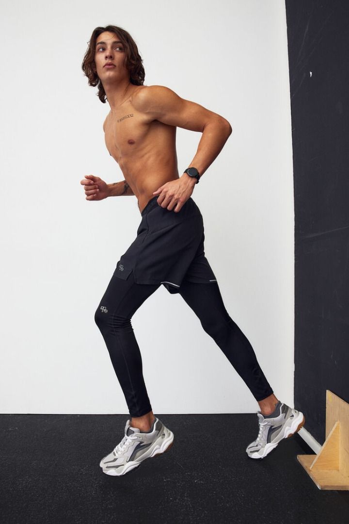 H&M Celana Legging Ketat Pria Running Sports Tights DryMove Hitam ...