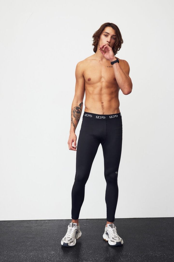 H&M Celana Legging Ketat Pria Running Sports Tights DryMove Hitam ...