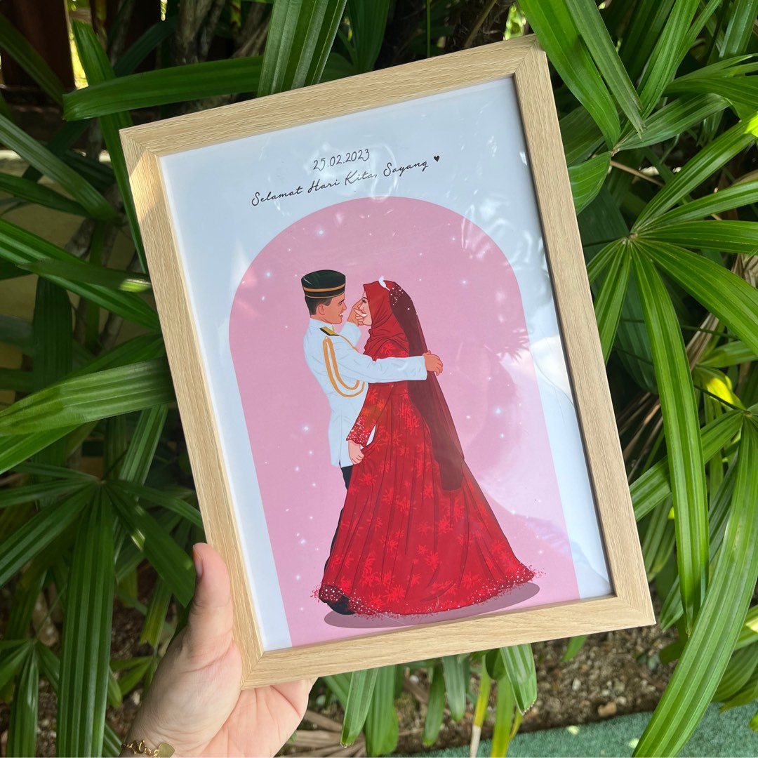 Illustrating Drawing for Art Gift Wedding Birthday Convo Frame Gambar ...