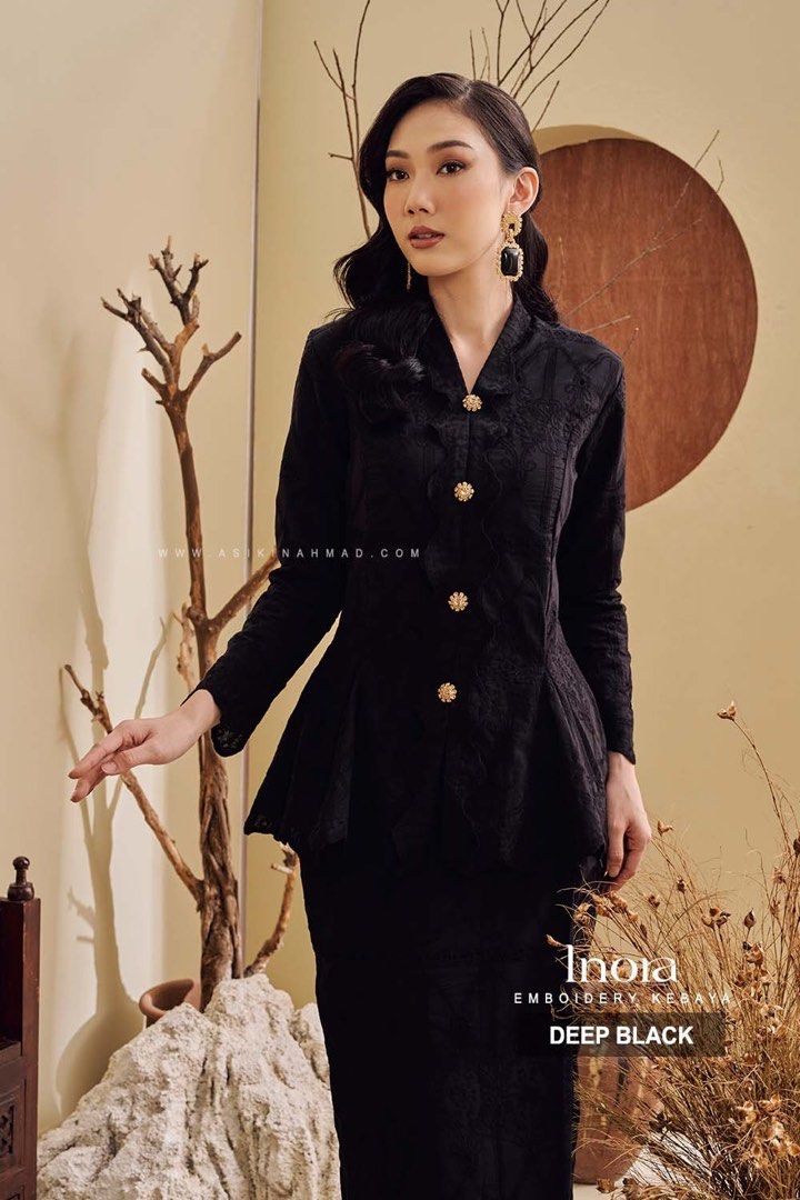 Inora Kebaya In Deep Black by Asikin Ahmad, Women's Fashion, Muslimah ...