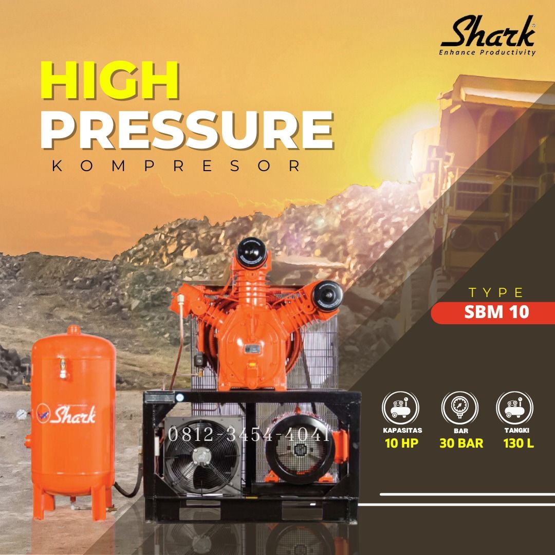 Kompresor Shark 10 HP High Pressure 30 Bar, Elektronik, Lainnya di Carousell