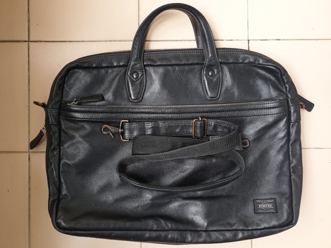 PORTER Elder Leather 2-way Briefcase, Men's Fashion, Bags, Briefcases on Carousell