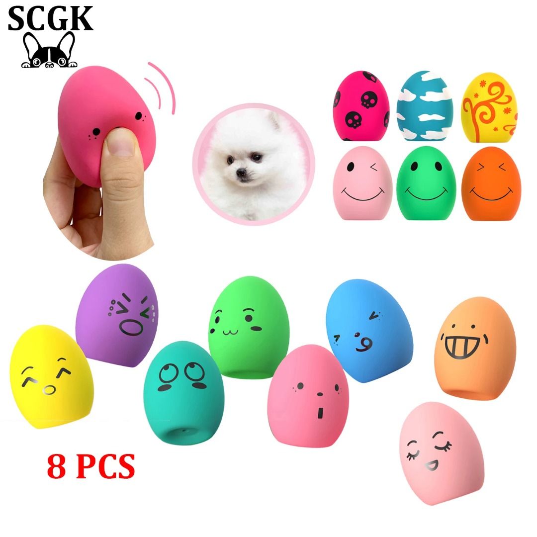 scgk bouncy egg Dog Toys Funny Ball Squeaky Latex Bouncy Egg with ...