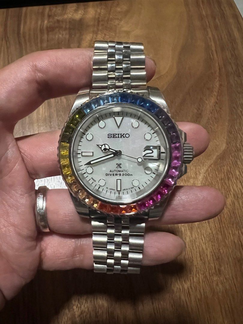 Seiko Submariner Rainbow Bezel Custom Watch, Women's Fashion, Watches ...