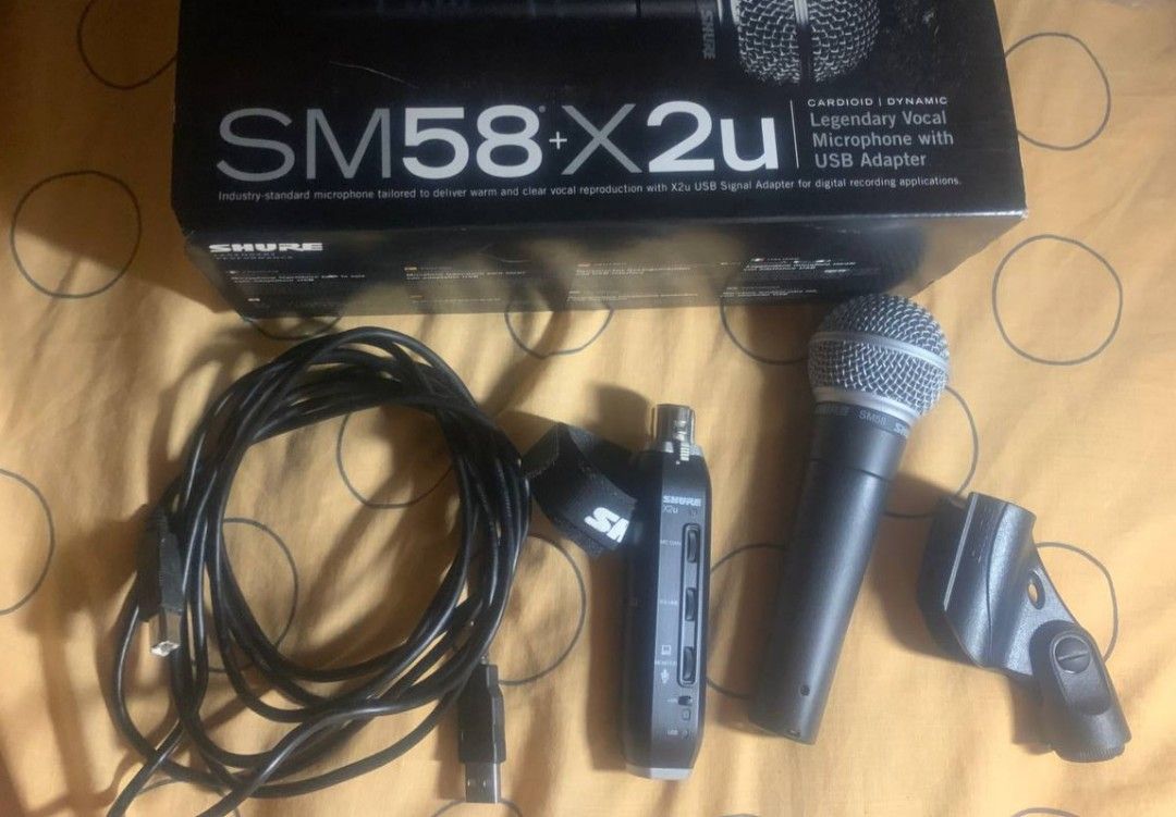 Shure SM58 + X2u Microphone with USB Signal Adapter, Audio, Microphones ...