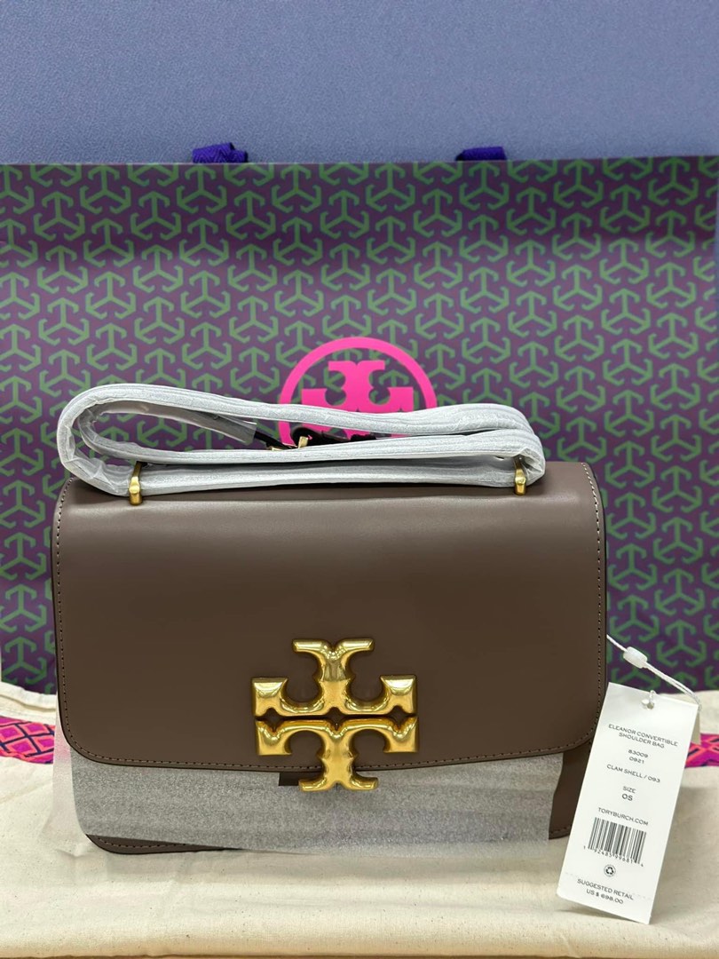 TORY BURCH Eleanor Convertible Shoulder Bag - Clam Shell, Luxury, Bags ...